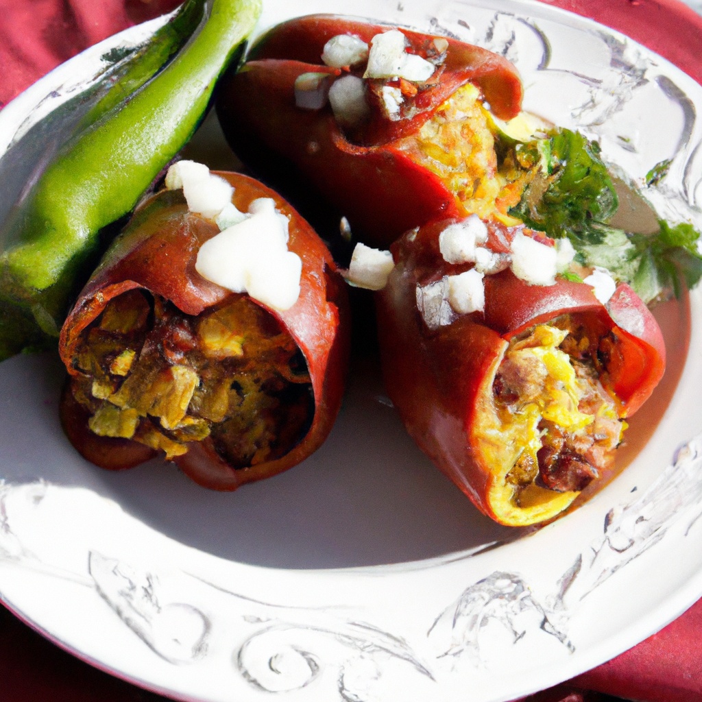 Chorizo-Stuffed Peppers with Green Chile Ranchero Sauce – Recipe Wise