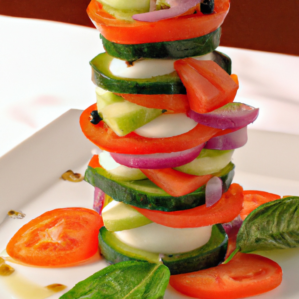 Tomato-Cucumber Stack w- Fresh Mozzarella – Recipe Wise