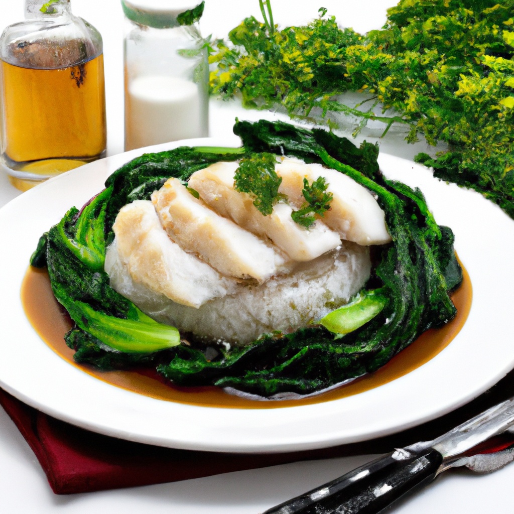 Sliced Fish With Chinese Broccoli on White Rice – Recipe Wise